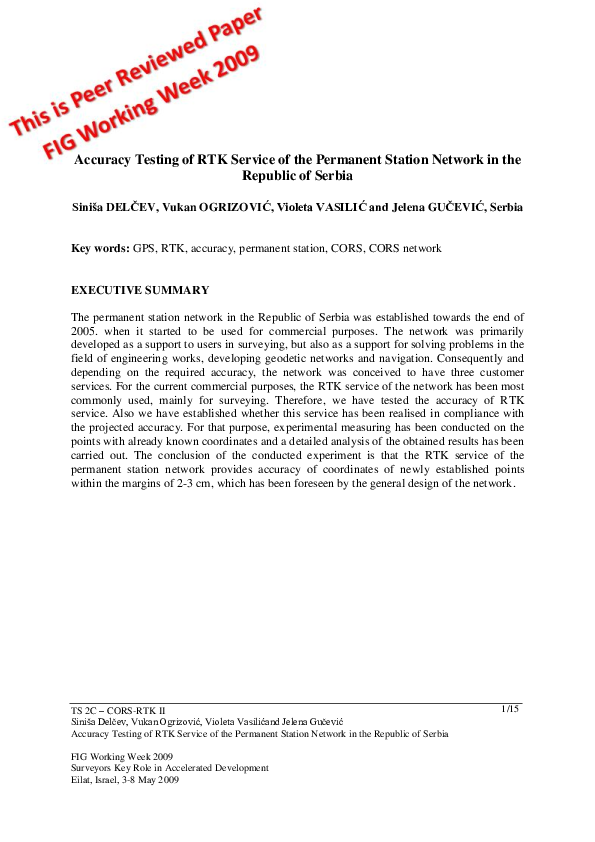 (PDF) Accuracy Testing of RTK Service of the Permanent Station Network ...