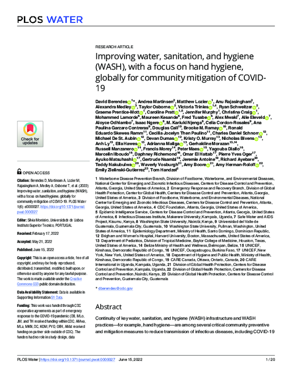 Improving water, sanitation, and hygiene (WASH), with a focus on hand ...