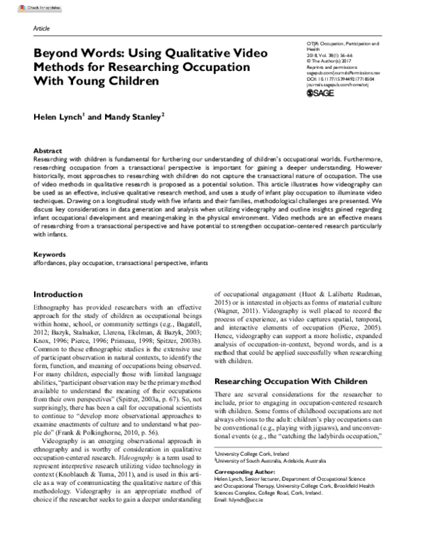 (PDF) Beyond Words: Using Qualitative Video Methods for Researching ...