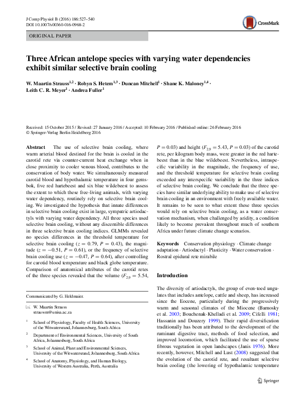 (PDF) Three African antelope species with varying water dependencies ...