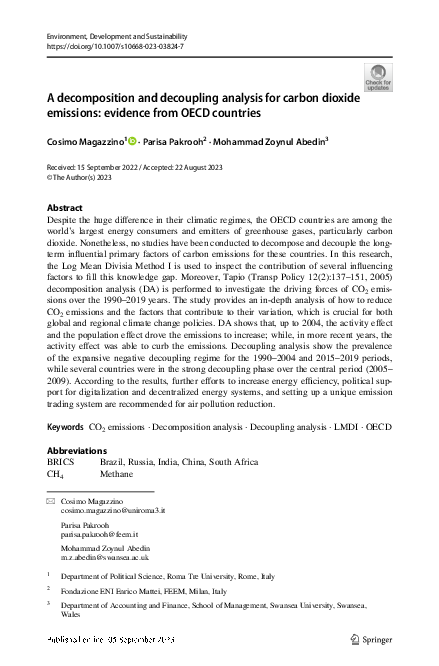 (PDF) A decomposition and decoupling analysis for carbon dioxide ...