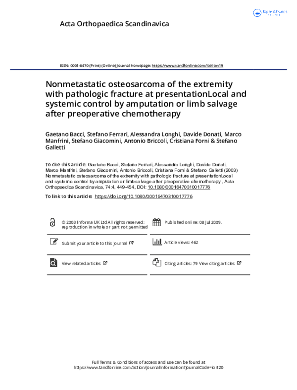 (PDF) Nonmetastatic osteosarcoma of the extremity with pathologic ...