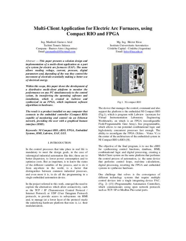 (PDF) Multi-Client Application for Electric Arc Furnaces, using Compact RIO and FPGA
