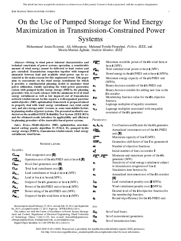 (PDF) On the Use of Pumped Storage for Wind Energy Maximization in Transmission-Constrained ...