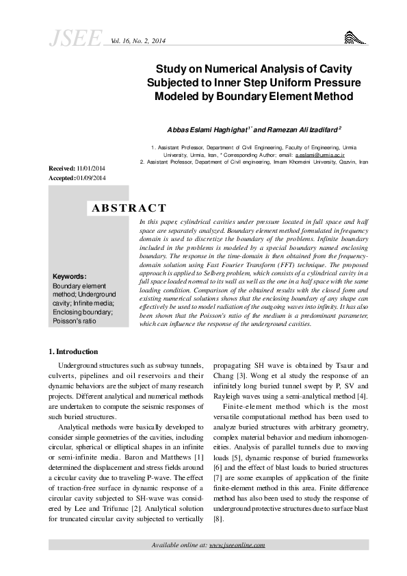 (PDF) Study on Numerical Analysis of Cavity Subjected to Inner Step ...