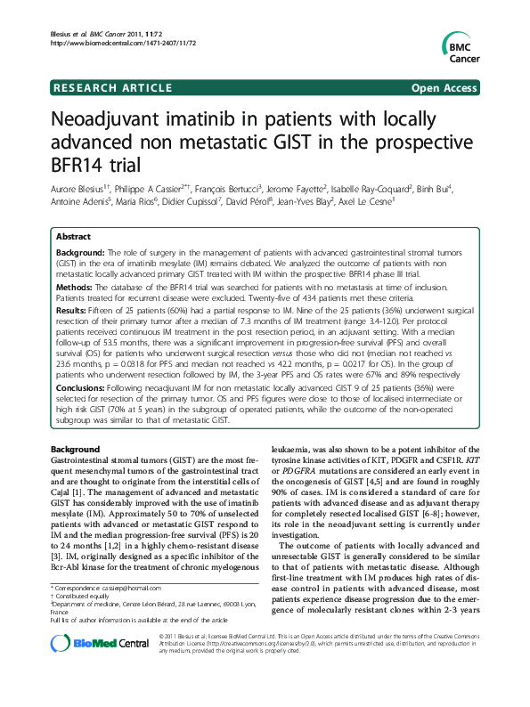 (PDF) Neoadjuvant imatinib in patients with locally advanced non ...