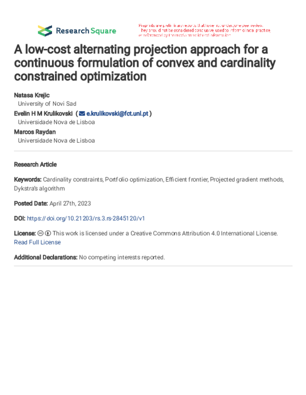 Pdf A Low Cost Alternating Projection Approach For A Continuous Formulation Of Convex And