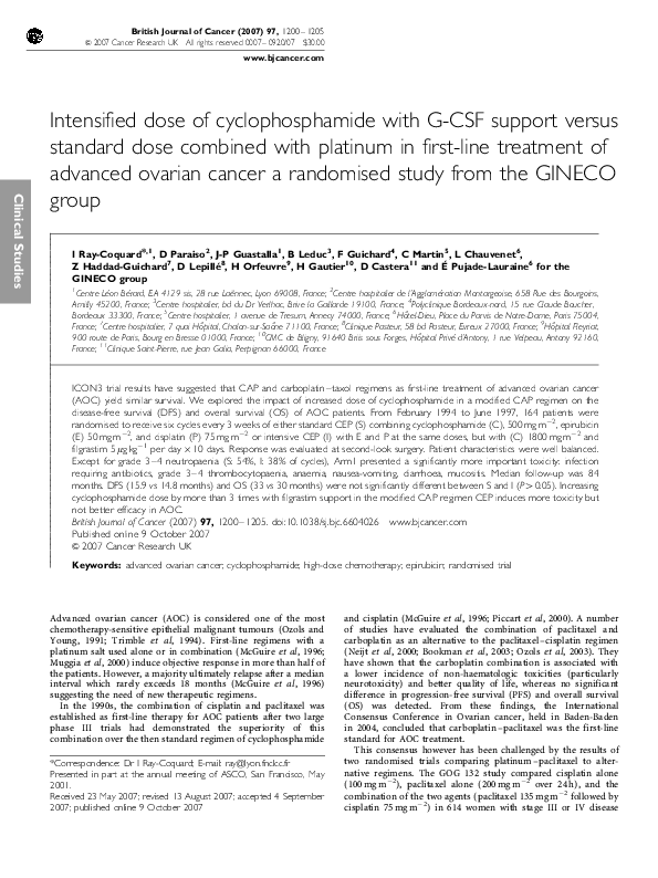 (PDF) Intensified dose of cyclophosphamide with G-CSF support versus ...