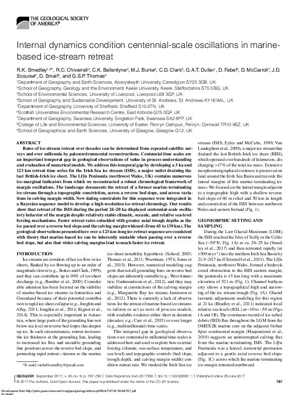 (PDF) Internal dynamics condition centennial-scale oscillations in marine-based ice-stream retreat