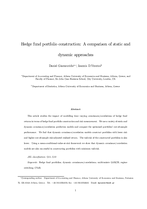 (PDF) Hedge fund portfolio construction: A comparison of static and dynamic approaches