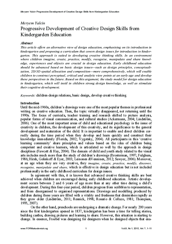 (PDF) Progressive Development of Creative Design Skills from ...