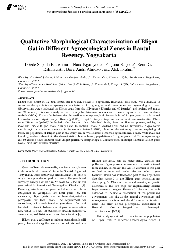 (PDF) Qualitative Morphological Characterization of Bligon Gat in ...