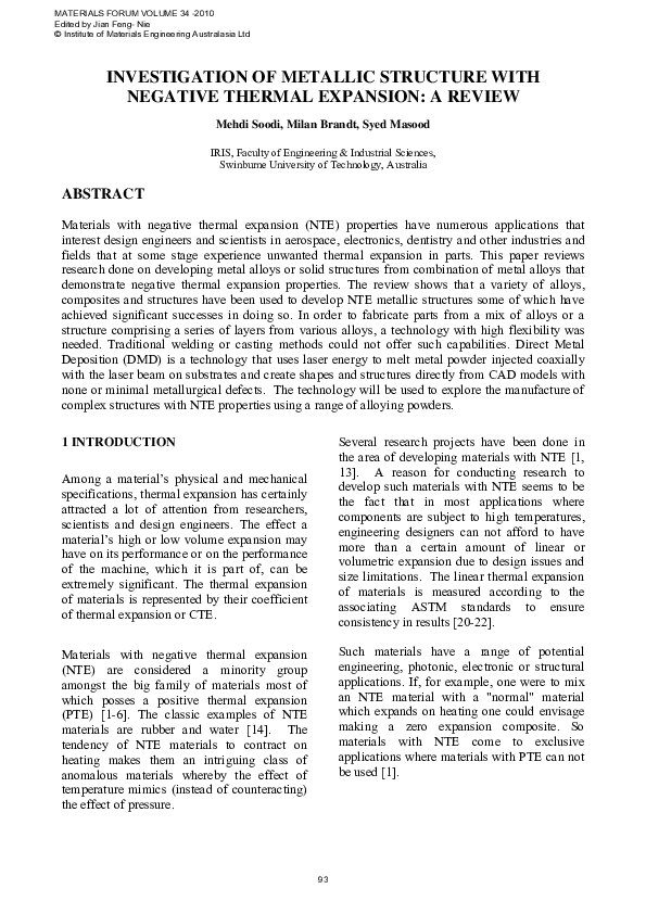 (PDF) Investigation of metallic structure with negative thermal ...