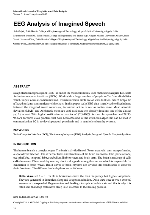 (PDF) EEG Analysis of Imagined Speech