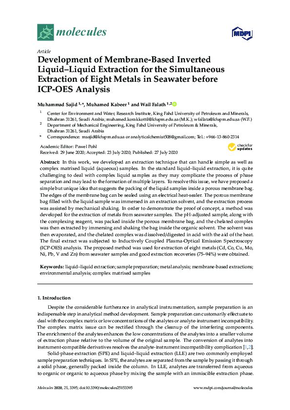 (PDF) Development of Membrane-Based Inverted Liquid–Liquid Extraction ...