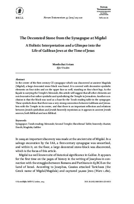 (PDF) The Decorated Stone from the Synagogue at Migdal
