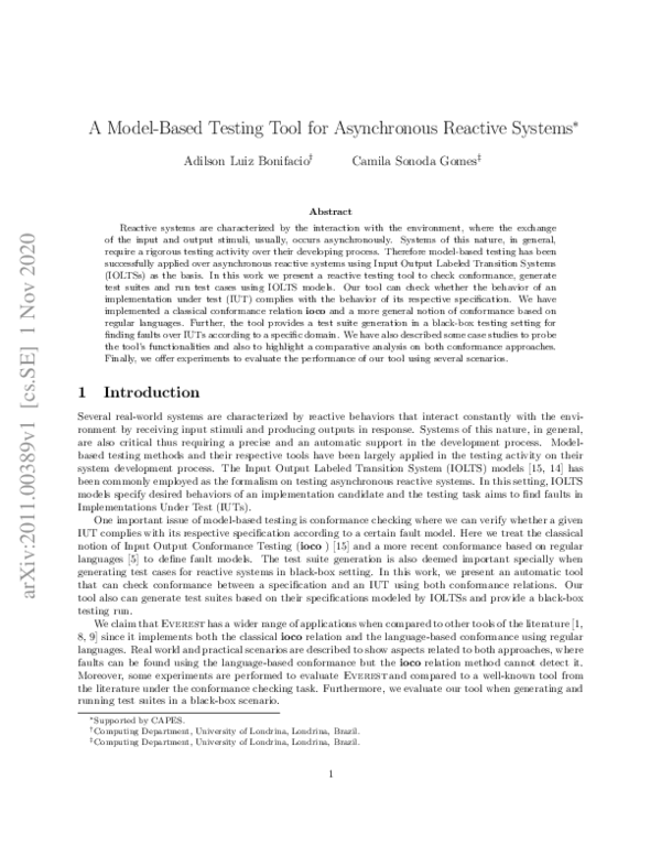(PDF) A Model-Based Testing Tool for Asynchronous Reactive Systems