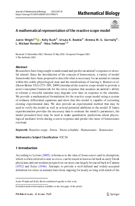 Pdf A Mathematical Representation Of The Reactive Scope Model