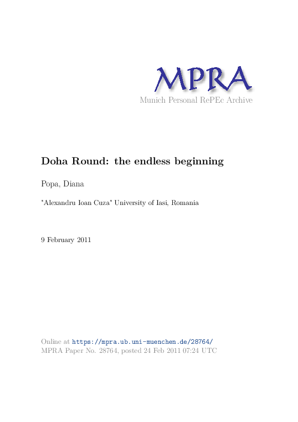 (PDF) Doha Round: the endless beginning