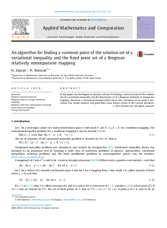 Pdf An Algorithm For Finding A Common Point Of The Solution Set Of A Variational Inequality