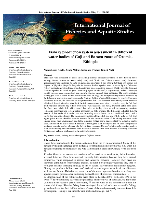 (PDF) Fishery production system assessment in different water bodies of ...
