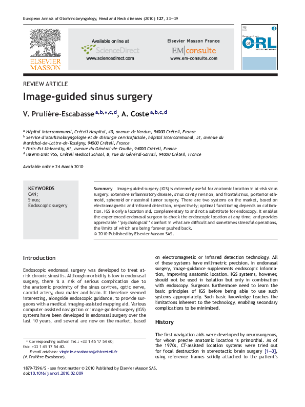 (PDF) Image-guided sinus surgery