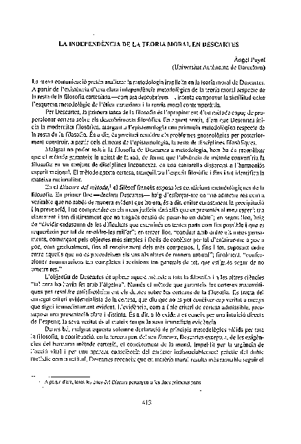 (PDF) La independencia de la teoria moral en Descartes