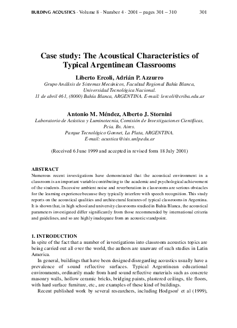 (PDF) Case Study: The Acoustical Characteristics of Typical Argentinean ...