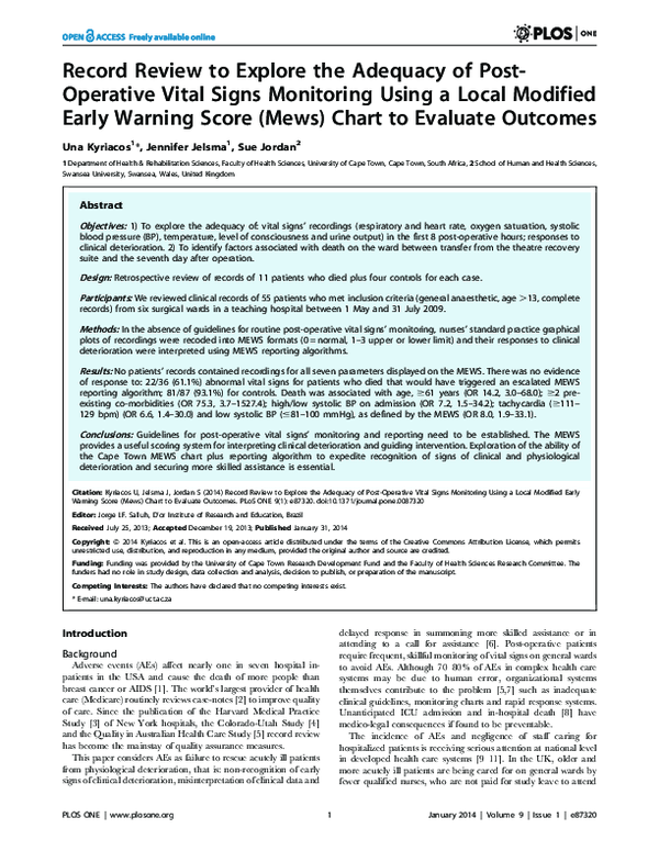 (PDF) Record Review to Explore the Adequacy of Post-Operative Vital ...