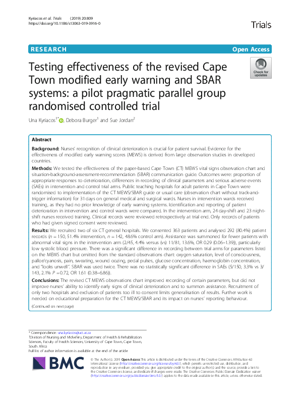 (PDF) Testing effectiveness of the revised Cape Town modified early ...
