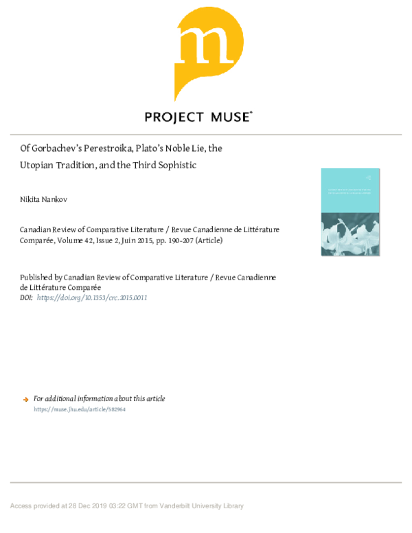 (PDF) Of Gorbachev’s Perestroika, Plato’s Noble Lie, the Utopian ...