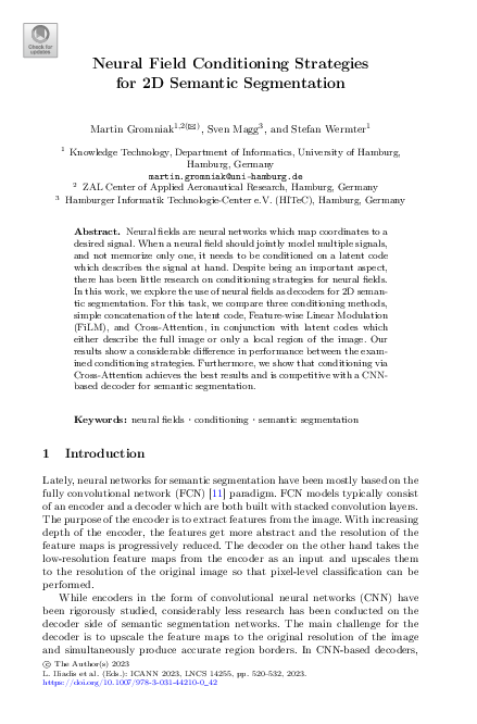 (PDF) Neural Field Conditioning Strategies for 2D Semantic Segmentation