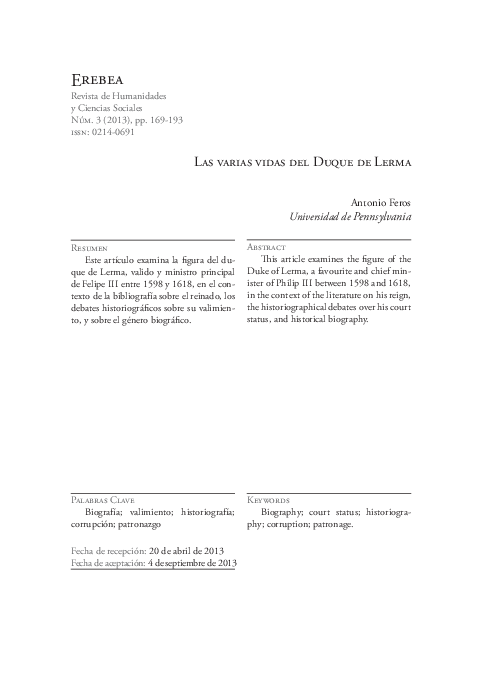 (PDF) Las varias vidas del Duque de Lerma