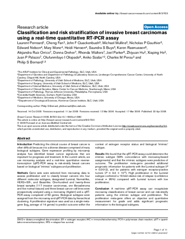(PDF) Classification and risk stratification of invasive breast ...