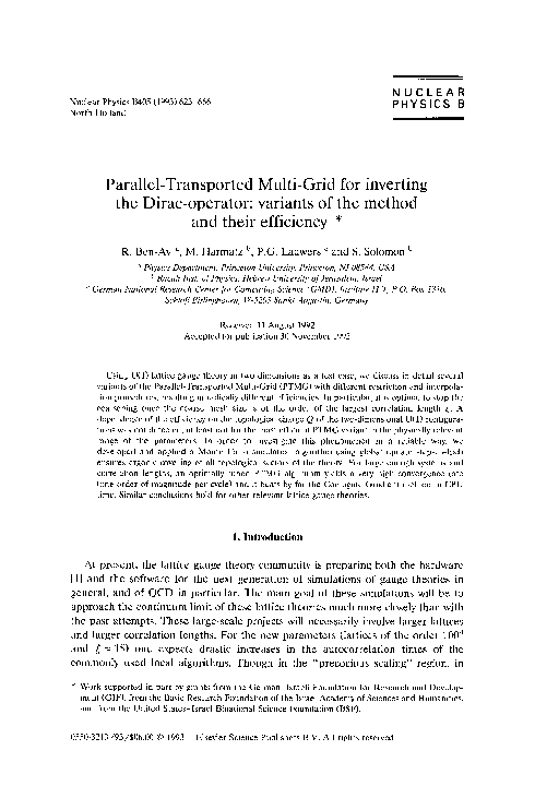 (PDF) Parallel-Transported Multi-Grid for inverting the Dirac-operator: variants of the method ...