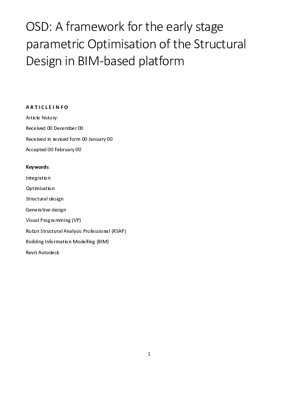 (PDF) OSD: A framework for the early stage parametric optimisation of the structural design in ...