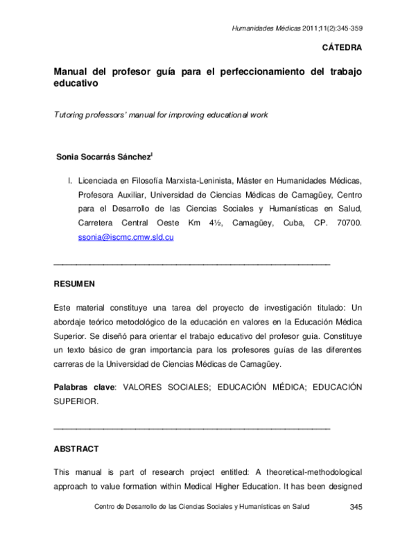 (PDF) Manual del profesor guía para el perfeccionamiento del trabajo educativo