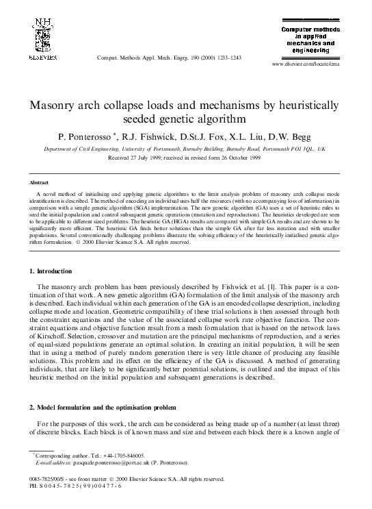 (PDF) Masonry arch collapse loads and mechanisms by heuristically ...