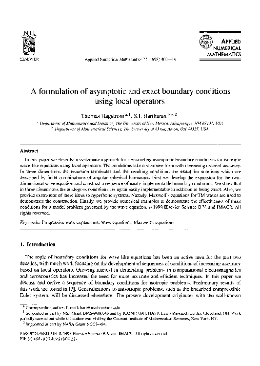 (PDF) A formulation of asymptotic and exact boundary conditions using local operators