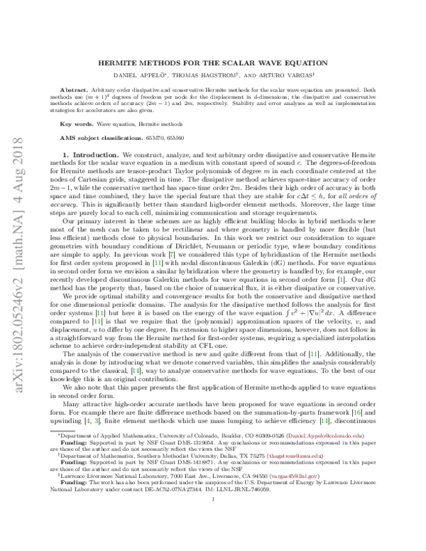 (PDF) Hermite Methods for the Scalar Wave Equation