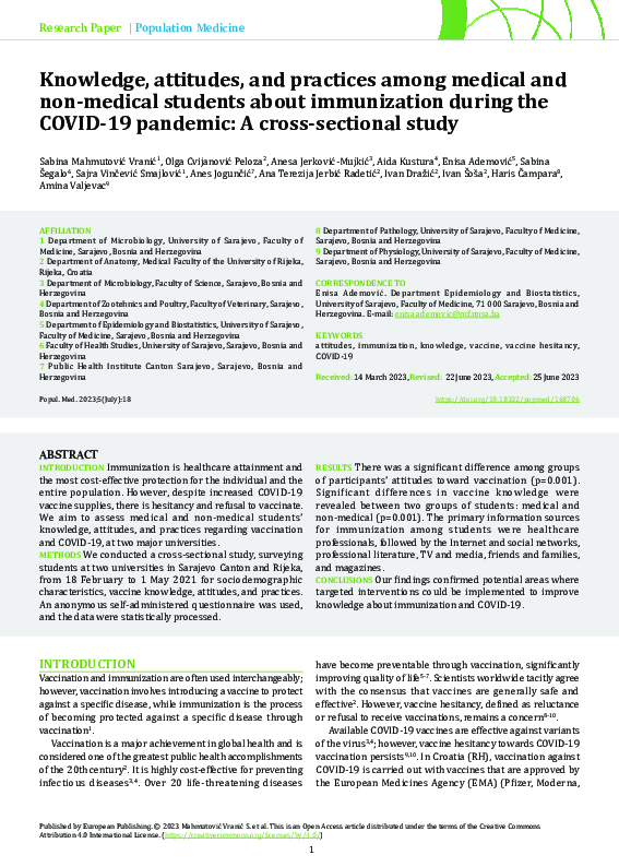 (PDF) Knowledge, attitudes, and practices among medical and non-medical students about ...