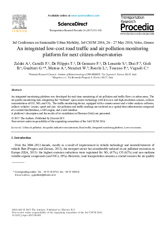 (PDF) An integrated low-cost road traffic and air pollution monitoring ...