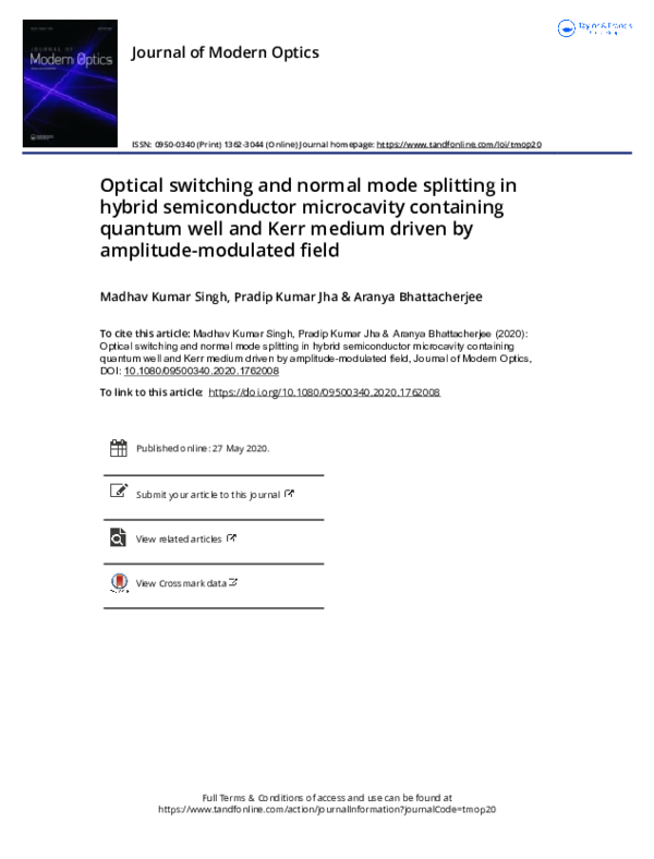 (PDF) Optical switching and normal mode splitting in hybrid ...