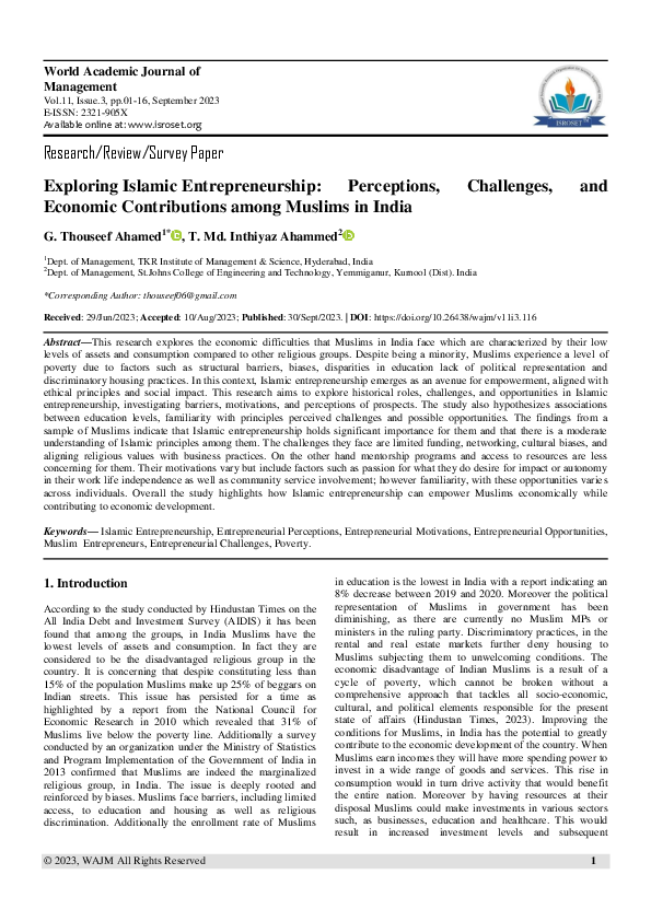 (PDF) Research/Review/Survey Paper Exploring Islamic Entrepreneurship ...