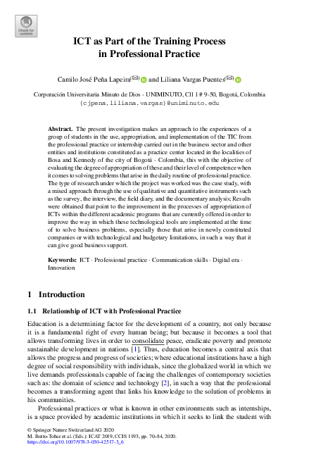 (PDF) ICT as Part of the Training Process in Professional Practice