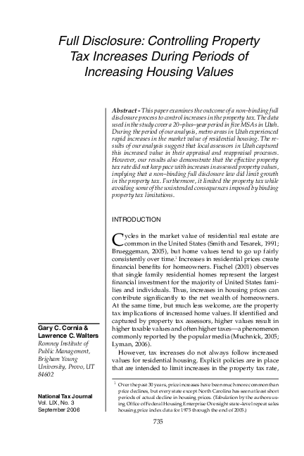 (PDF) Full Disclosure: Controlling Property Tax Increases During ...