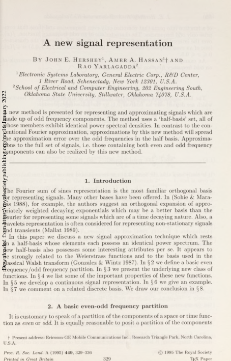 (PDF) A New Signal Representation