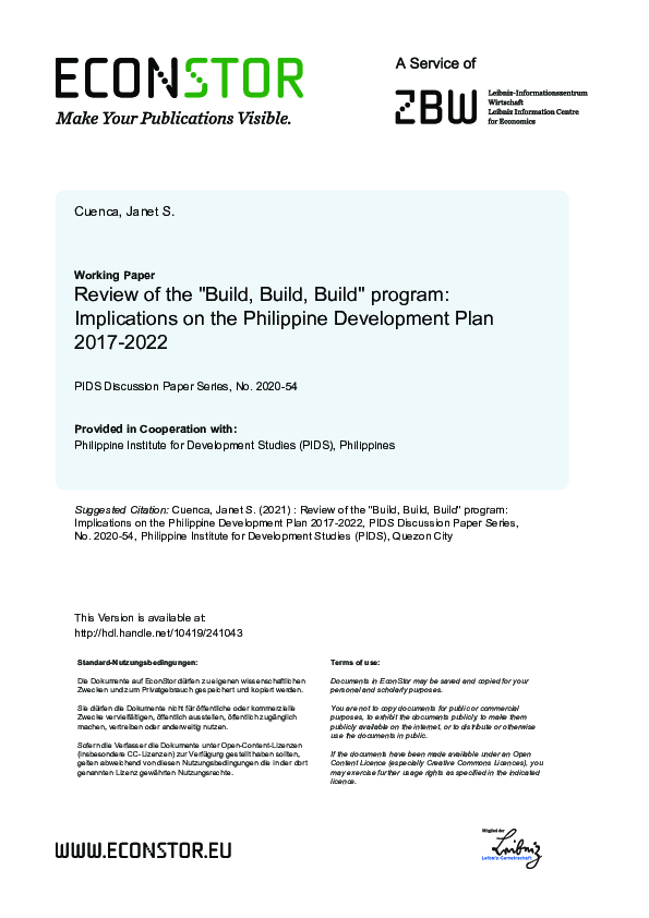 (PDF) Review of the "Build, Build, Build" program: Implications on the ...
