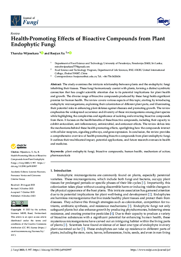 (PDF) Health-Promoting Effects of Bioactive Compounds from Plant ...