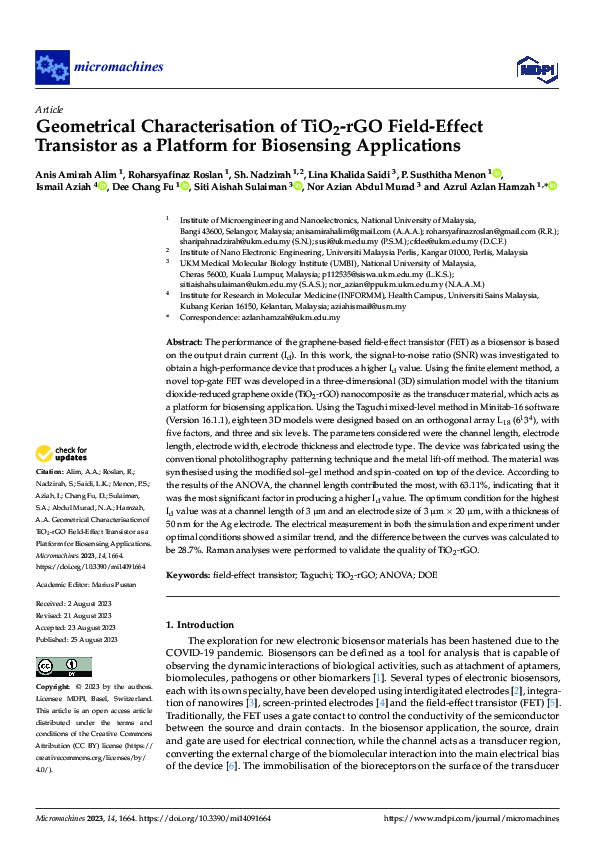 (PDF) Geometrical Characterisation of TiO2-rGO Field-Effect Transistor ...